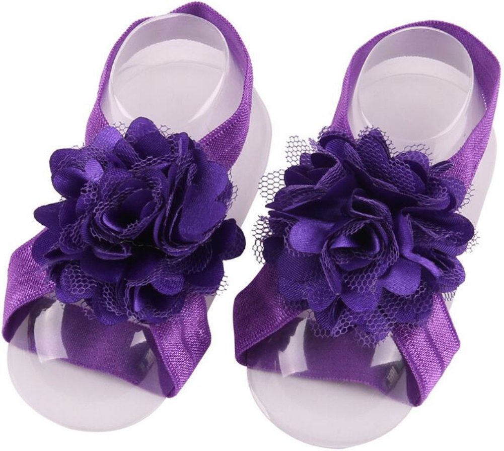 Toptim Baby Girl's Barefoot Sandals Flower for Newborn Toddlers (0-3T) (Mixed 12 Colors)