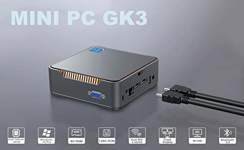 Mini PC Intel Celeron J4125 (up tp 2.70Ghz) 8GB RAM 128GB HDD ROM Quad-Core Windows 11 Computer