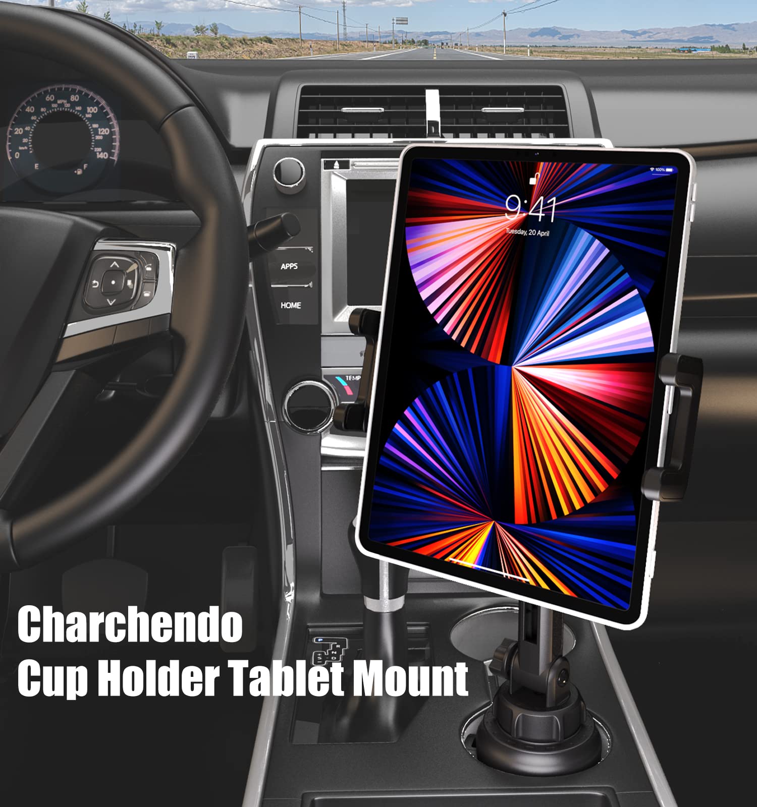 Charchendo Cup Holder Tablet Mount for 4-13'' Devices
