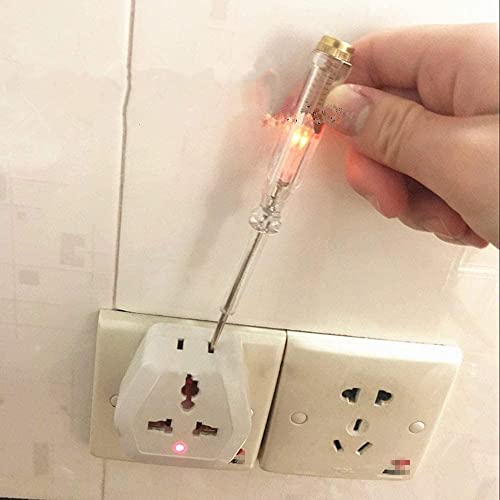 Fielect Test Screwdriver, Voltage Detector Pen Light Circuit Tester Electric Test Pen Screwdriver Neon Tube AC/DC 100-500V Clear 1pcs