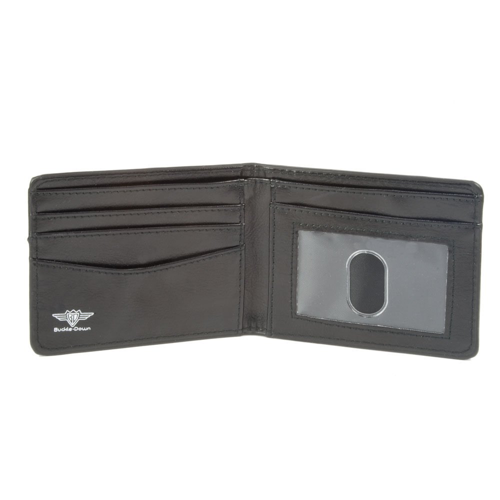 Buckle-Down Men's Ford Wallet, Bifold, Text Americana Camo Black White Red Blue, Vegan Leather, 4.0" x 3.5"