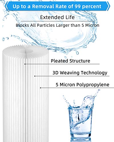 Fil-fresh 5 Micron 10" x 4.5" Whole House Water Filter Compatible with GE GXWH40L, FXHSC, Culligan R50-BBSA, Dupont WFHDC3001, W50PEHD (2 Pack)