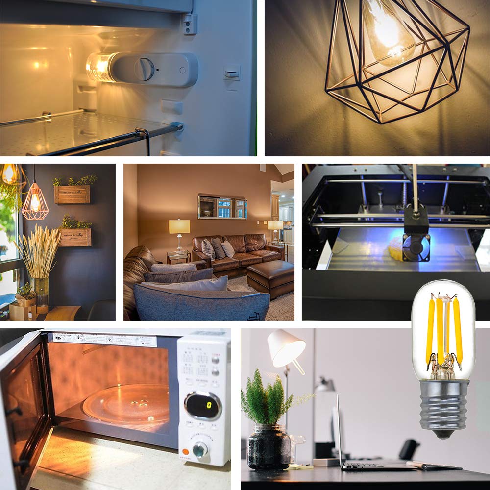 Bonlux 2W Dimmable T7/T22 LED Appliance Bulb E17 Intermediate Base Microwave Oven Light Bulb (25W Incandescent Equivalent) 120V E17 LED Refrigerator Range Hood Light (Warm White 2700K, 4-Pack)