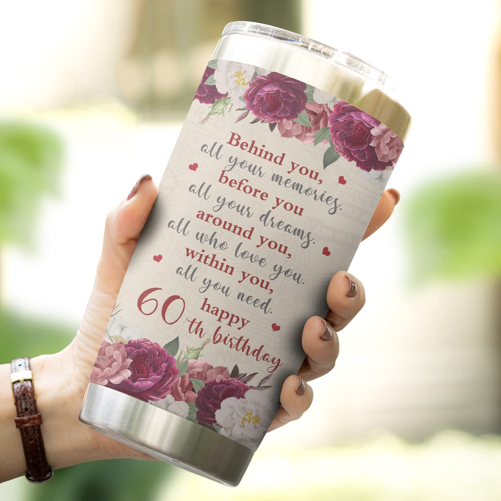 DOAKIZZ 60th Birthday Gifts for Women Stainless Steel Tumbler/Cup 20oz 1PC