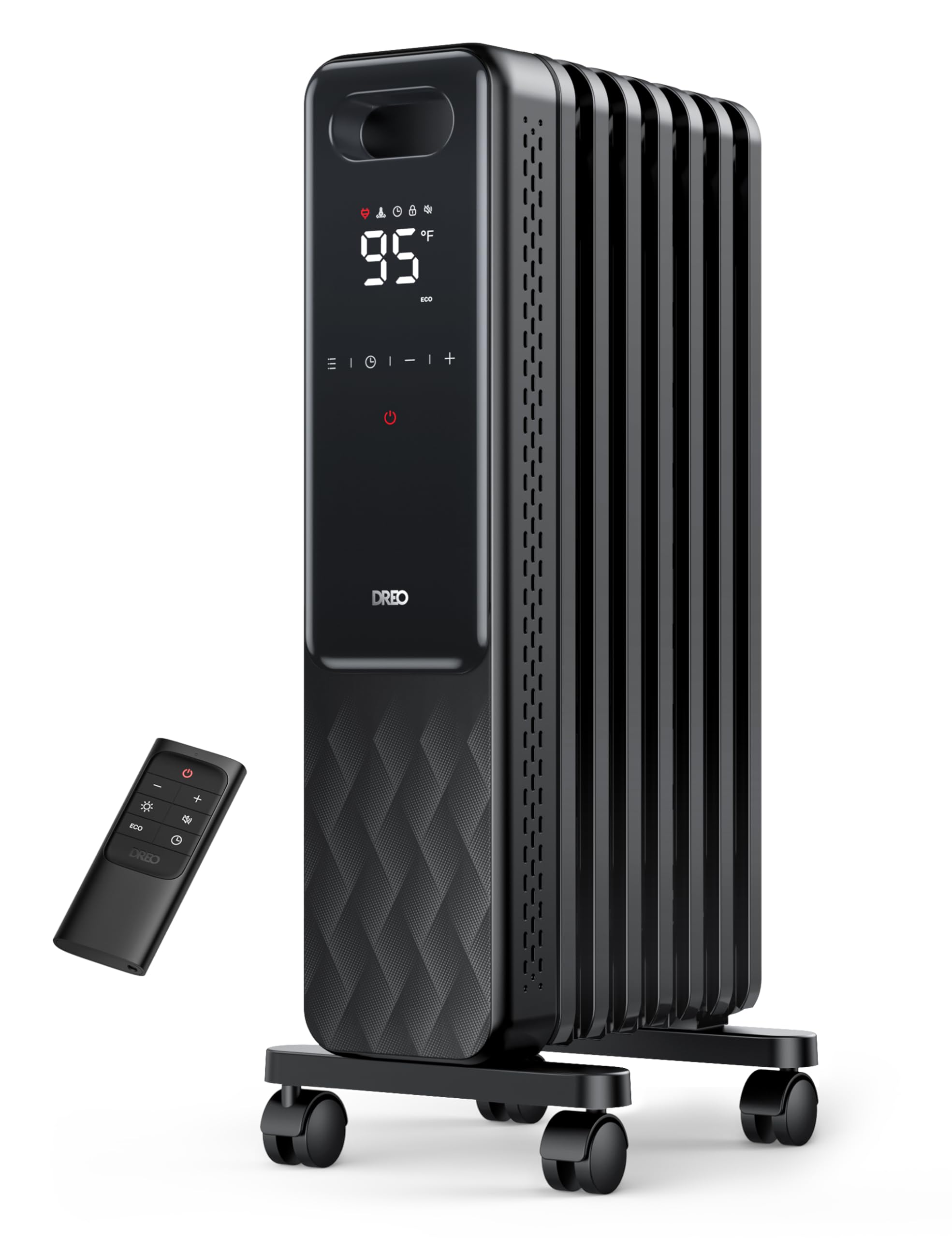 Dreo Oil Filled Radiator, Electric Radiant Heaters for indoor use Large Room with Remote Control, Child Lock, 4 Modes, Overheat & Tip-Over Protection, 24h Timer, Digital Thermostat, Quiet, 1500W