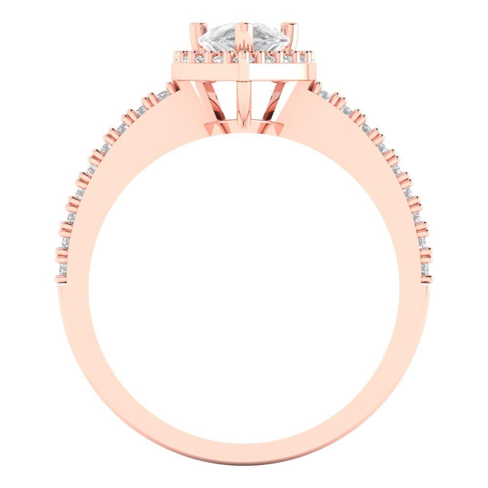 Clara Pucci 1.22 Carat Pear Cut Custom Engraving Genuine Moissanite Engagement Art Deco Everlasting Ring 14k Rose Gold Size 9.5 US