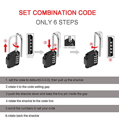 Disecu 2.5 Inch Long Shackle Combination Lock 4 Digit Outdoor Waterproof Padlock for School Locker, Gym Locker, Hasp Cabinet, Gate, Fence, Toolbox (Black, 2 Pack)