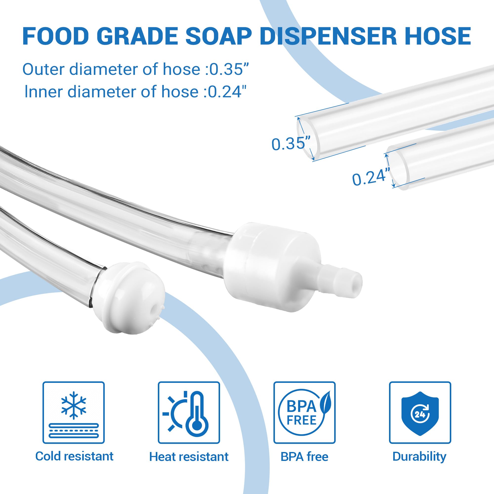 Dish Soap Dispenser for Kitchen Sink and Tube Kit, 47" Tube Connects Pump Directly to Soap Bottle Brushed Nickel