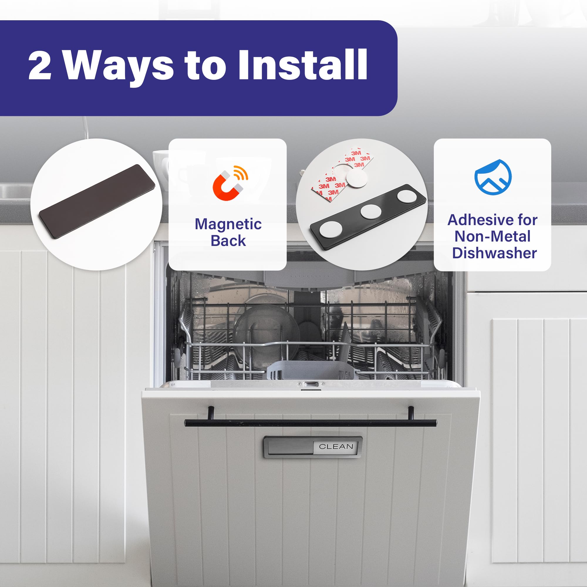 Dishwasher Magnet Clean Dirty Sign - Stainless Steel Dishwasher Magnetic Sign - Clean & Dirty Dishwasher Slider Easy to Indicator - Kitchen Gadgets