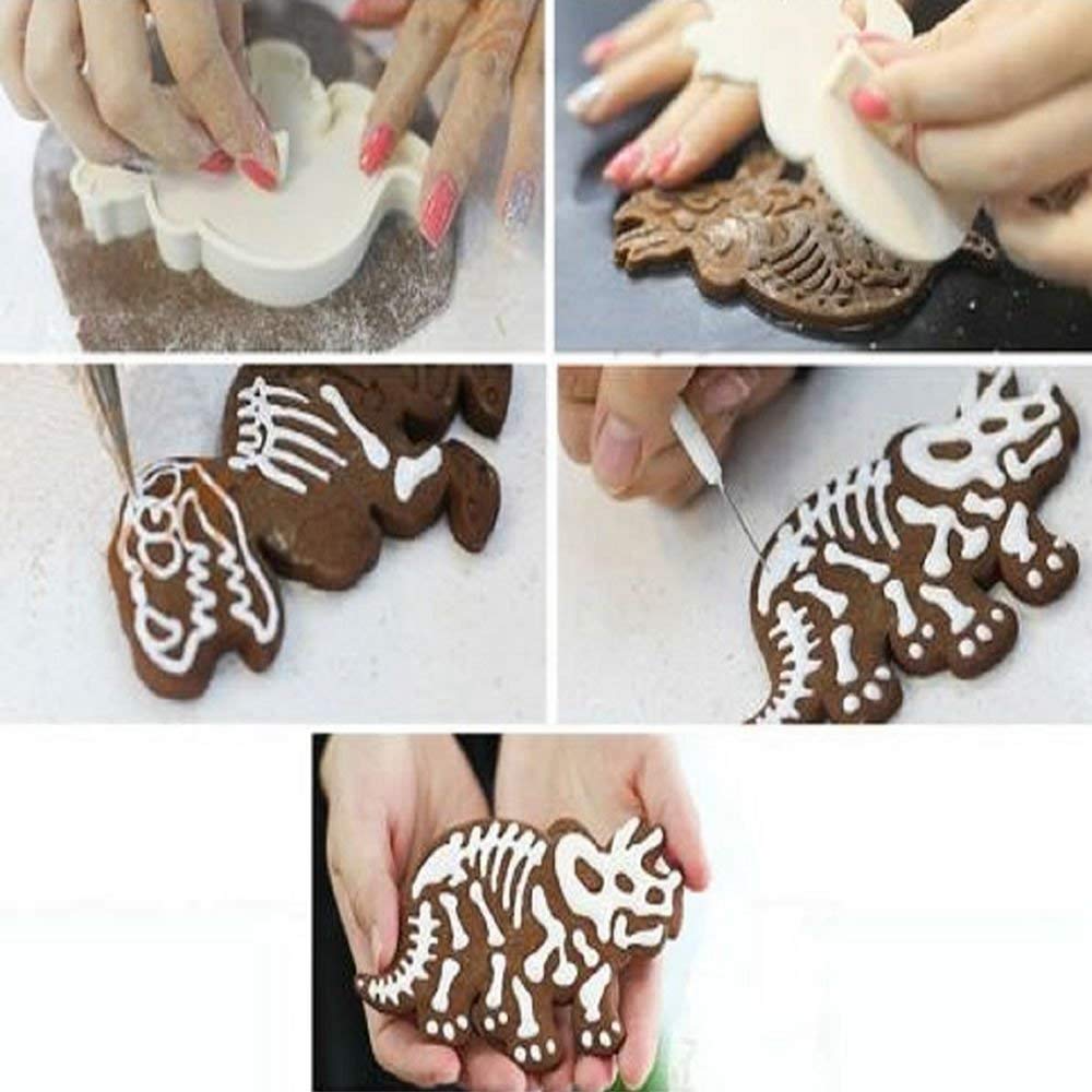 Dinosaur Cookie Cutters for Kids By Garloy,3 Sets Dino Cookie Cutters With T-Rex Stegosaurus Triceratops Skeleton Fossil