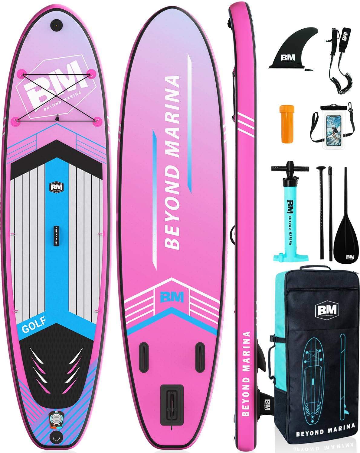 BEYOND MARINA Inflatable Paddle Board Stand Up Paddle Board, 10'6"x32"x6" Featherlight Sup Board for Youth & Adult | Premium Double Action Pump, Backpack, Fiberglass Paddle, Leash, Mint