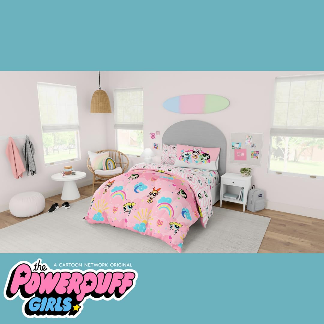Franco Collectibles Powerpuff Girls Bedding 7 Piece Super Soft Comforter and Sheet Set with Sham, Full, (100% Official Licensed Product)