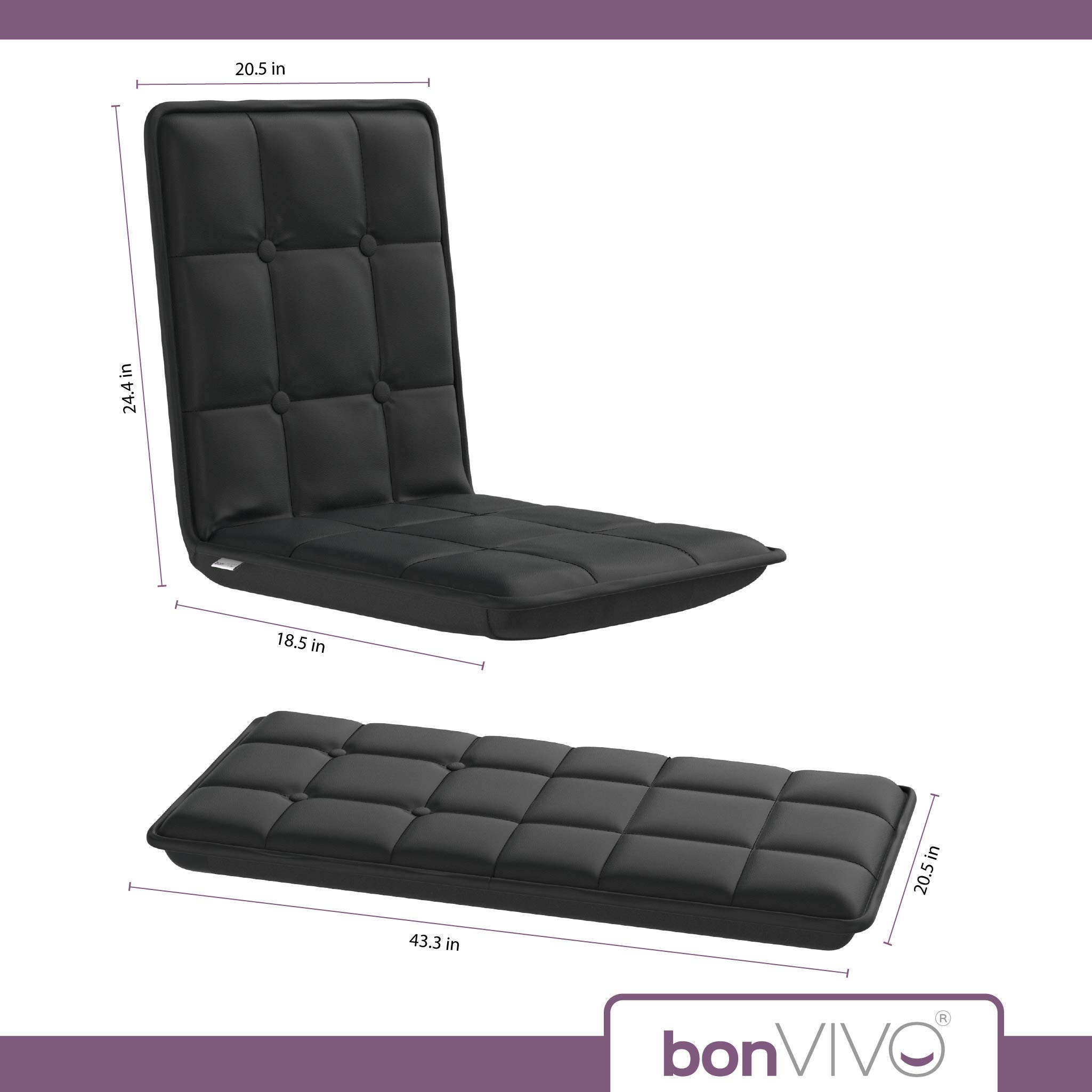 bonVIVO Floor Chair with Back Support - Multi-Angle, Portable Floor Seating for Adults, Kids, Sports Events, Gaming, Reading and Meditation w/Adjustable Backrest - Easy Smart Style