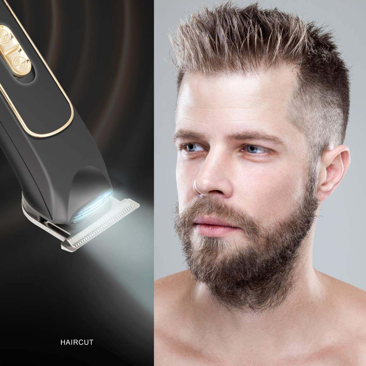 COBY VERTEX Men's Grooming Professional Clipper Rechargeable T-Blade Hair Trimmer with Guide Light