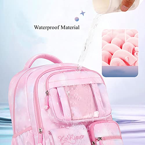 Girls backpack,Kids Backpack for Girl,Cute Elementary Bookbag Waterproof Large Capacity School Bag Backpacks for Girls (Pink)