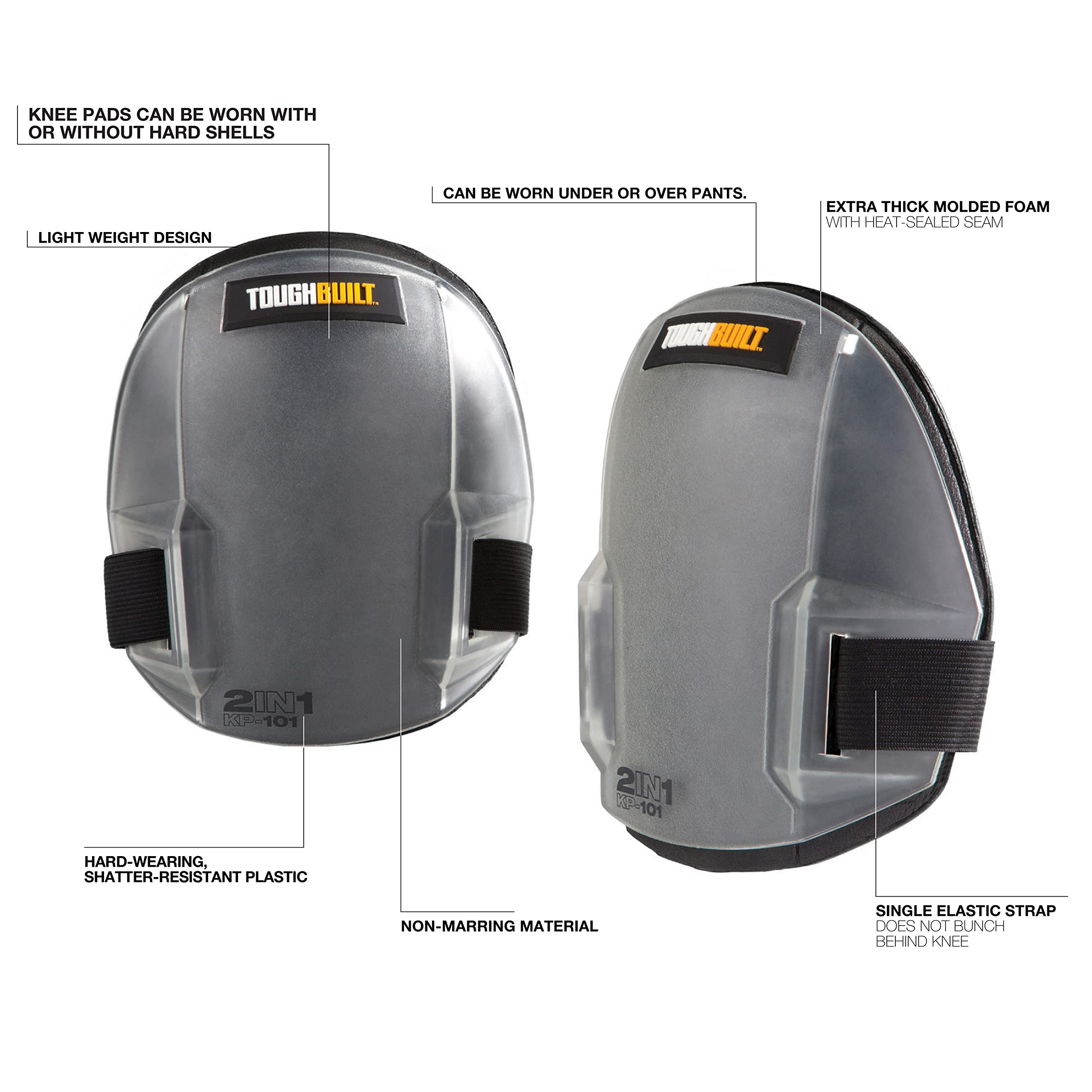 ToughBuilt - 2-in-1 Ultra-Lightweight Knee Pads with Removable Outer-Shell - (TB-KP-101)