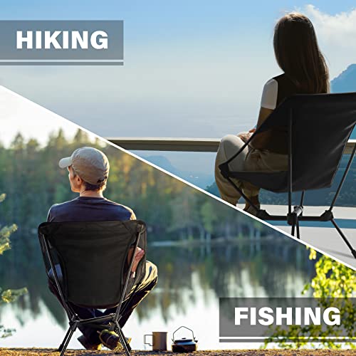 TOMSHOO Portable Camping Chairs Lightweight Folding Chair Outside, Compact Beach Chairs for Adults Adjustable Height Foldable Chair for Backpacking, Travel, Hiking, Fishing, Supports 350 Lbs