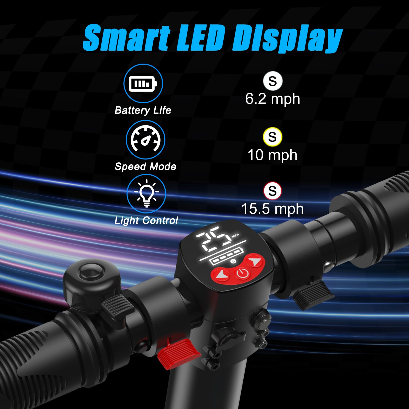 Caroma Electric Scooter 250W(400W Peak), Max 15.5 Miles Range & 15 MPH, 6.5" Solid Tire, Foldable Electric Scooter for Aduls & Kids, Commuting E Scooter for Adults with Braking System (Matte Blue)