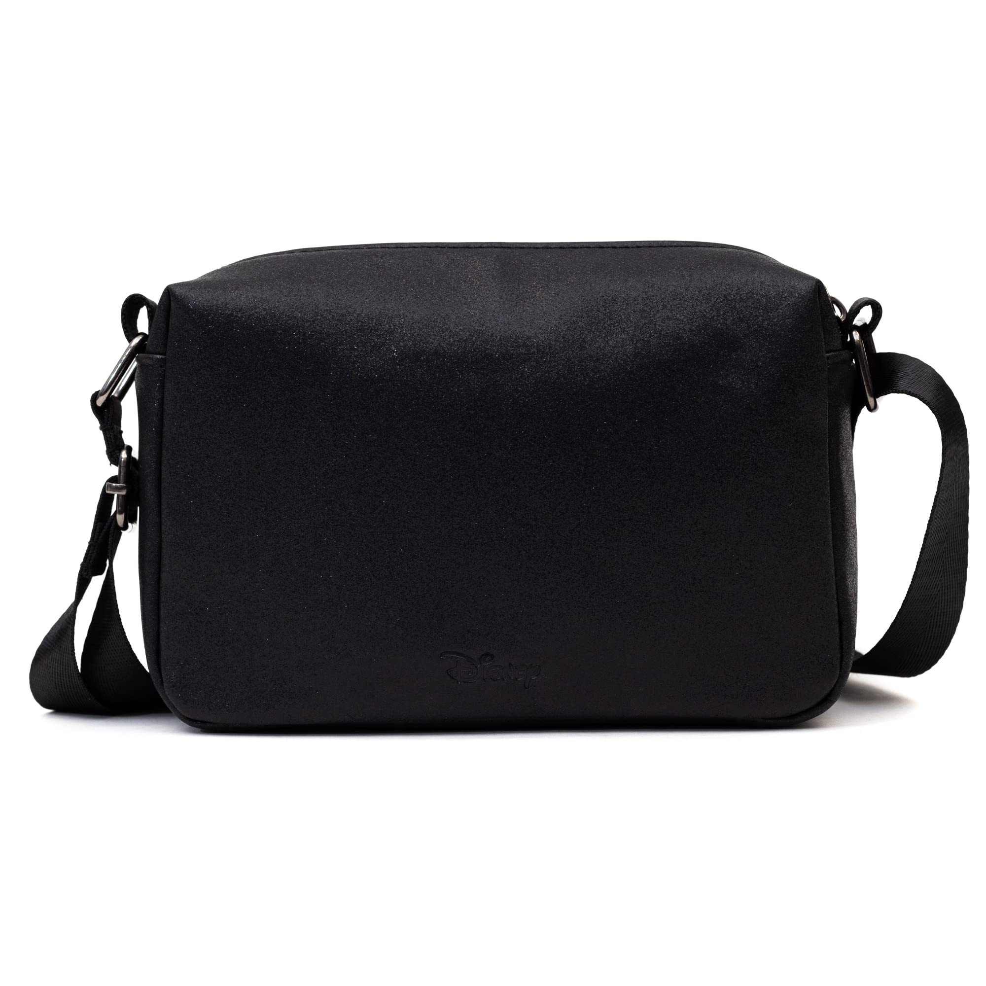 Disney Bag, Cross Body, Rectangle, Snow White Poisoned Apple Emblem, Glitter Black, Vegan Leather