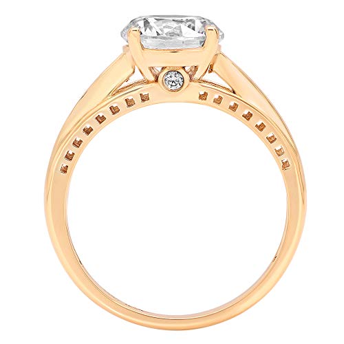 Clara Pucci 2.21 ct Round Cut Genuine Lab Grown Diamond SI1-SI2 J-K 14K Yellow Gold Bridal Wedding Engagement Designer Ring size 3.5