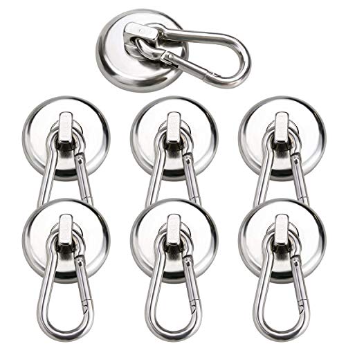 DIYMAG Magnetic Hooks,100LBS Strong Heavy Duty Neodymium Magnet Hooks with Swivel Carabiner Hook,Great for Your Refrigerator and Other Magnetic Surfaces,Pack of 7