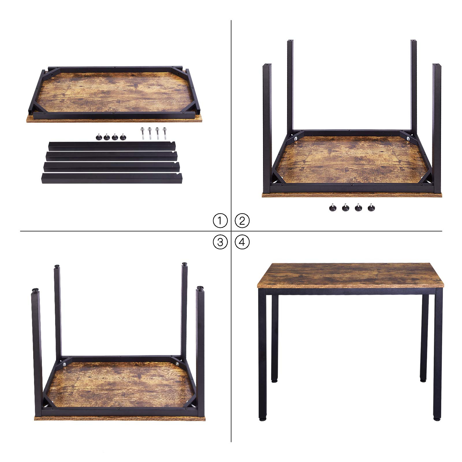Computer Desk, Abovehill Desk 47" Home Office Desk PC Laptop Table Writing Desk Study Desk Dining Table Retro Style Simple Structure is Easy to Assemble for Company Family Study Kitchen