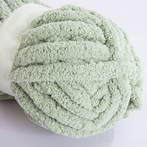 HOMBYS Sage Green Chunky Chenille Yarn for Crocheting, Bulky Thick Fluffy Yarn for Knitting,Super Bulky Chunky Yarn for Hand Knitting Blanket, Soft Plush Yarn, 8 Jumbo Pack (31.7 yds,8 oz Each Skein)