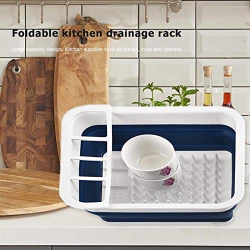 STRAW New Foldable Dish Rack Kitchen Storage Holder Drainer Bowl Tableware Plate Portable Drying Rack Home Shelf Dinnerware Organizer (Color : A)