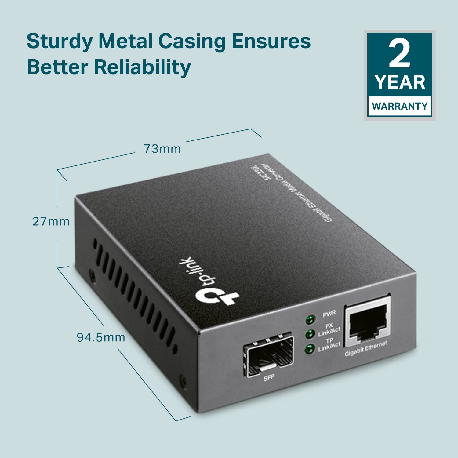 TP-LINK MC220L Gigabit Media Converter, 1000Mbps RJ45 to 1000Mbps SFP Slot Supporting MiniGBIC modules, Chassis mountable. (Renewed)