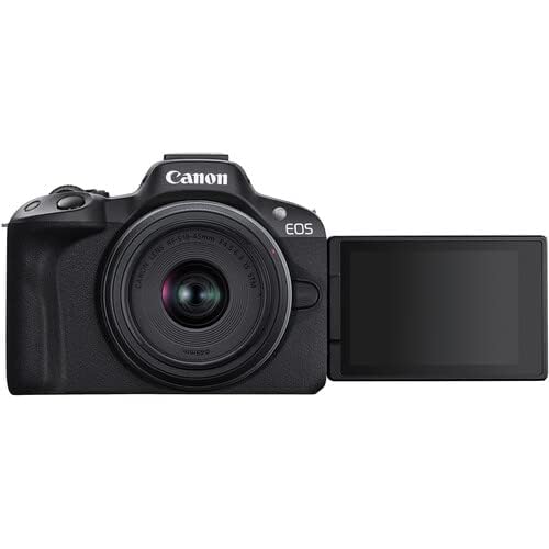 Canon EOS R50 Mirrorless Camera with 18-45MM and 55-210MM Lens Kit (Black) with Advanced Accessory and Travel Bundle | 5811C022 | canon eos r50