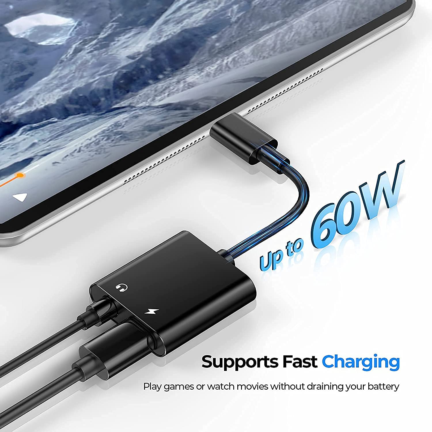 MFi Certified] Lightning to 3.5 mm Headphone Jack Adapter for iPhone, 2 in 1 Lightning to 3.5mm AUX Audio Charger Splitter Compatible with iPhone 14 13 12 11 XS XR X 8 7 Audio Earphone Adaptor