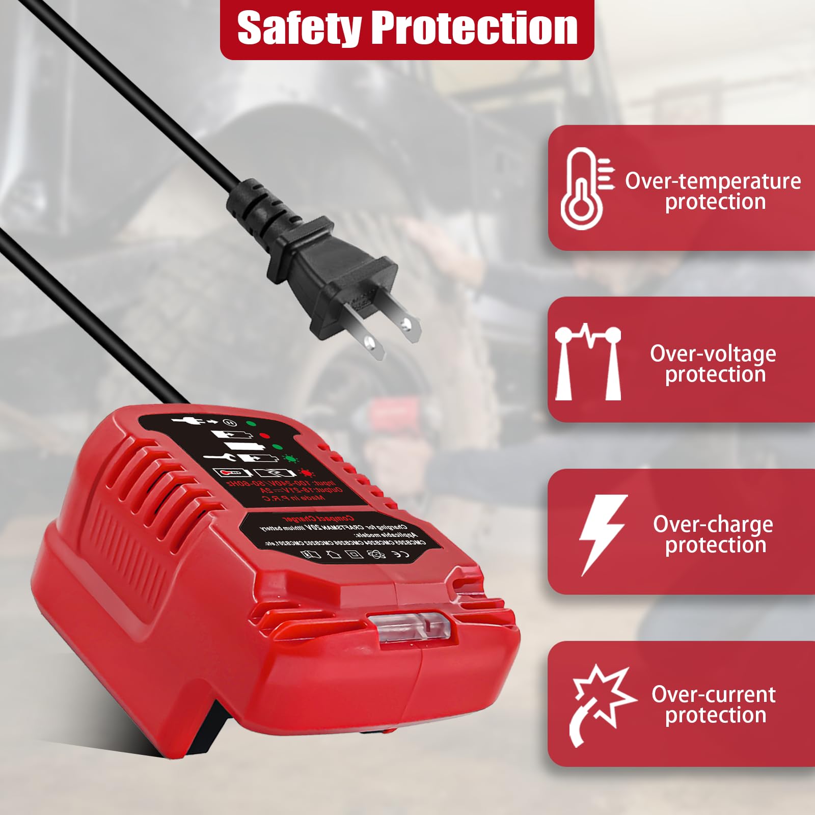 Laimiao Replacement Mini Charger for Craftsman 20V Battery,Compatible with Craftsman V20 Lithium Battery CMCB204 CMCB202 CMCB201 CMCB209 CMCB205 (Only for V20 Series,Battery Not Included)