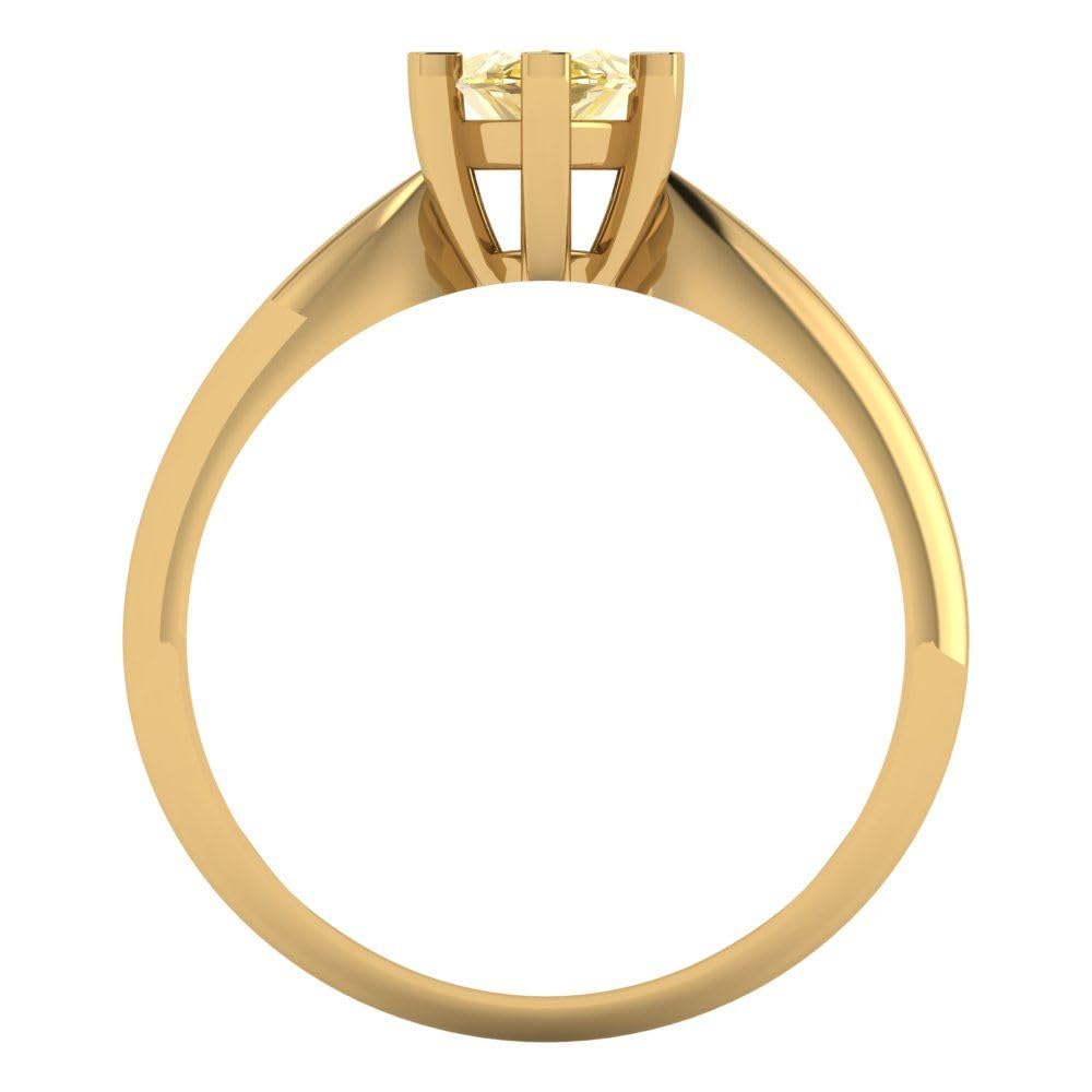 Clara Pucci 1.0 ct Marquise Cut Solitaire Canary Yellow Simulated Diamond Bridal Designer Anniversary Engagement Ring 14k Yellow Gold