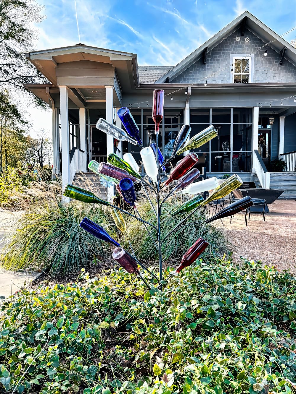 The Big Daddy Bottle Tree | Outside Yard Garden Decor | No Assembly Required | Displays 25 Bottles | 5 ft (60") Tall | Heavy Duty Welded Solid Raw Steel | Unpainted | Made in Mississippi USA