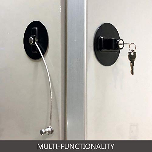 MUIN Highly Secured Refrigerator Lock with Key β Mini Refrigerator Door Lock for Children and Adults β Multi Functional Lock for Securing Fridge, Drawers and Health Products (Black)