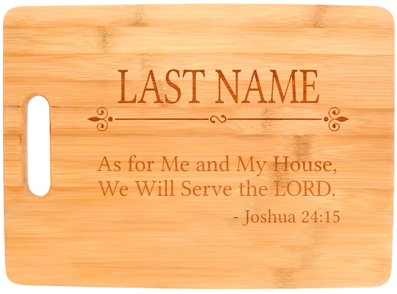 Customized Family Name Serve the Lord Christian Faith Personalized Decorative Wood Cutting Board Rectangle