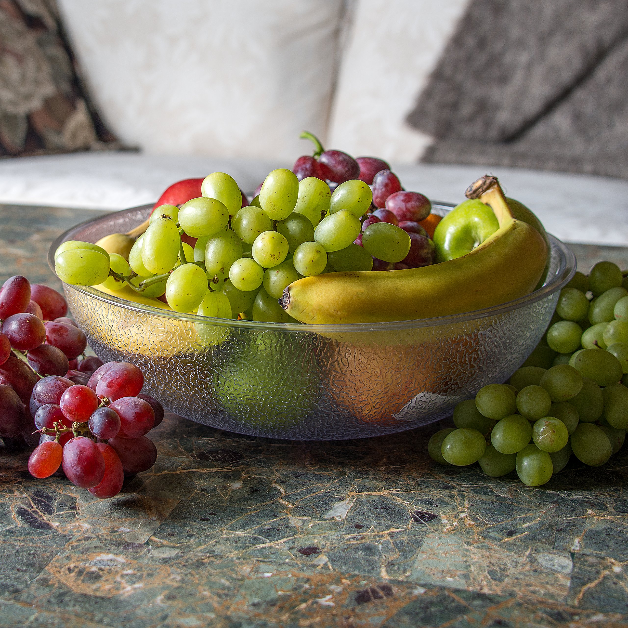 Carlisle FoodService Products 721207 Round Pebbled Salad Serving Bowl, 5.5 Quart, Clear