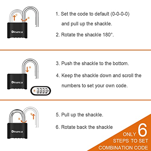 Disecu 2 Pack 4 Digit Heavy Duty Combination Lock Outdoor Waterproof Padlock for School Gym Locker, Sports Locker, Fence, Toolbox, Gate, Case, Hasp Storage (Black)
