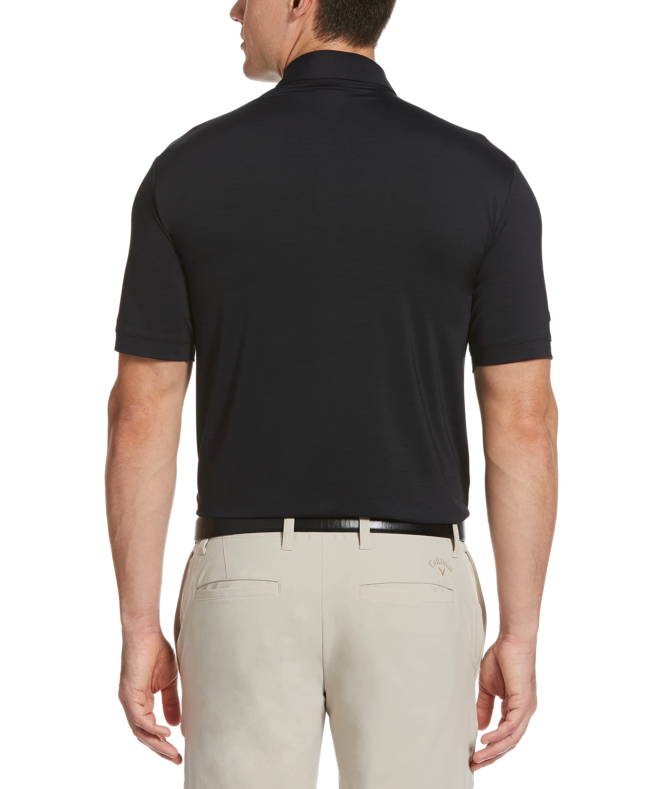 Callaway Men's Golf Short Sleeve Tonal Stripe Polo Shirt, Black, X-Large