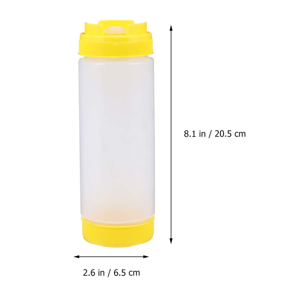 DOITOOL 2Pcs Squeeze Sauce Plastic Bottle 20oz Catchup Storage Bottle Ketchup Mustard Mayonnaise Squeeze Bottle Container Tomato Catchup Dispenser Yellow