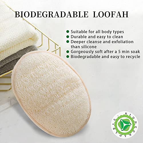 Natural Loofah Sponge Exfoliating Body Scrubber for Shower,Zenidoo Bath Shower Loofa Sponge for Women and Men,Made with Eco-Friendly and Biodegradable Luffa Pads,Large Size(2 Pack)
