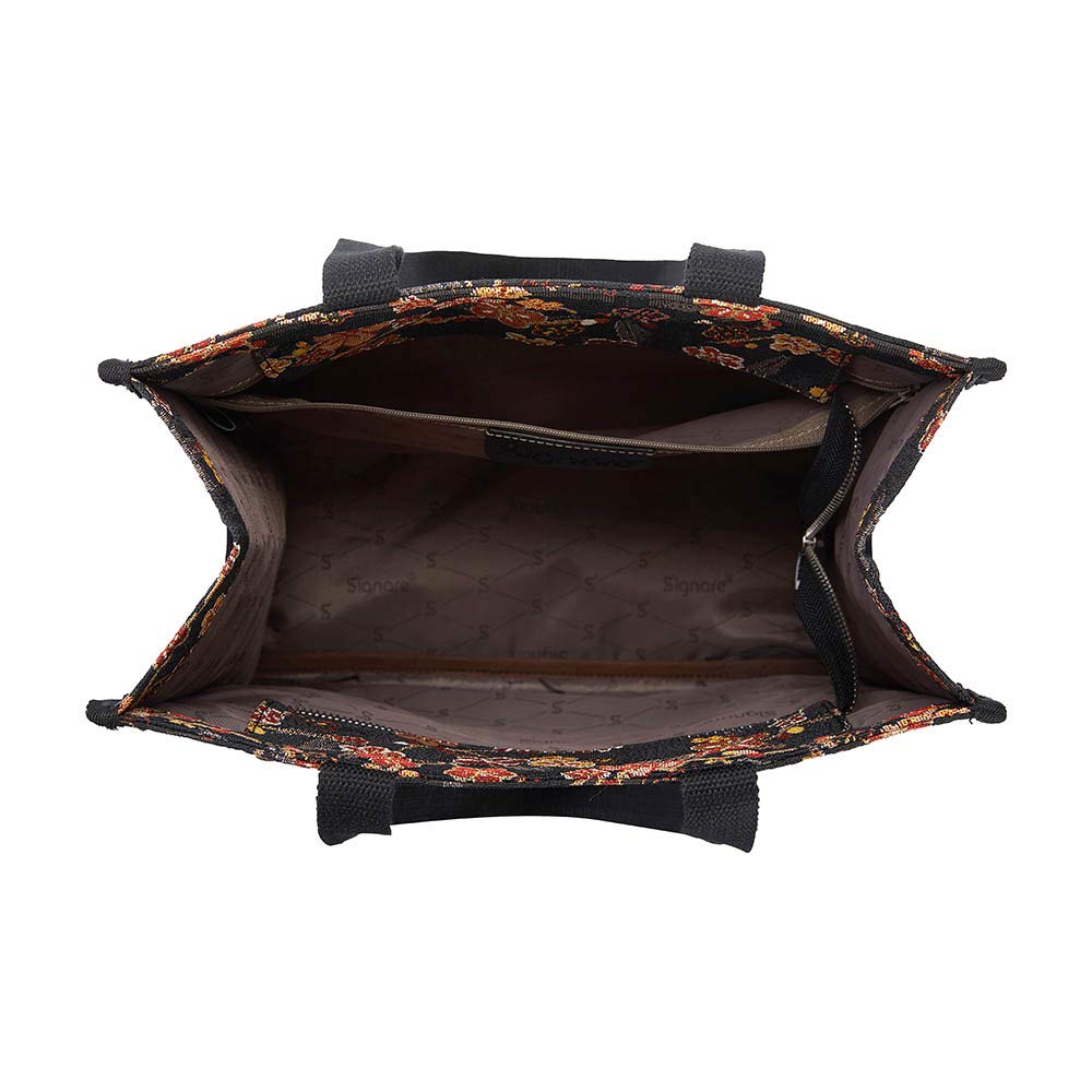 Signare Tapestry Shoulder Bag Shopping Bag for Women with Ume Sakura Design with Japanese Style