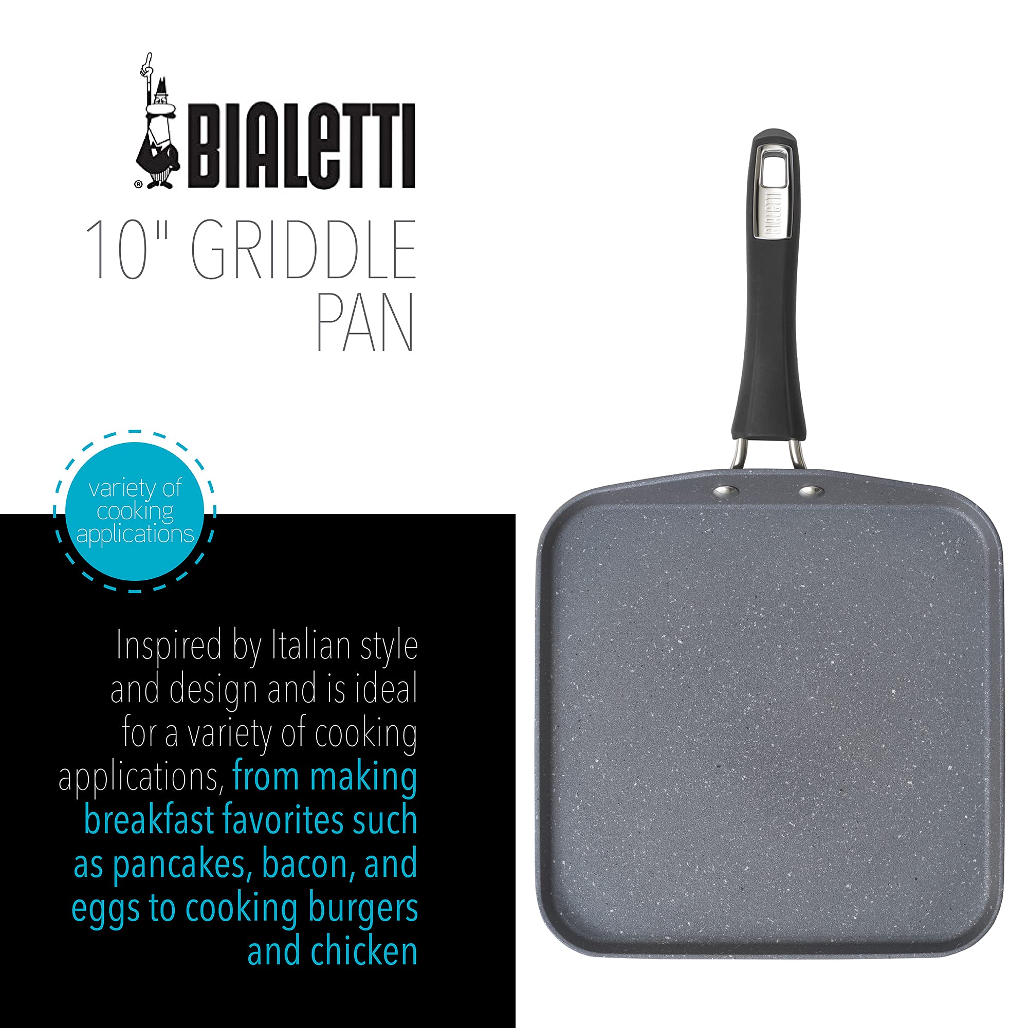 Bialetti Impact, Non-Stick 10 in. Square Griddle, Gray