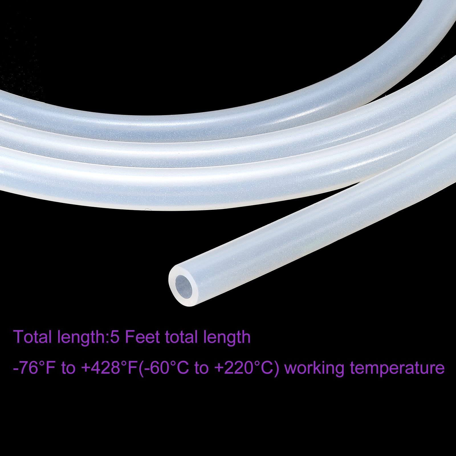 DMiotech 1/4" ID 3/8" OD 5 Feet Clear Silicone Tube, Industrial Silicone Hose, for Water Air Pump, Garden Irrigation