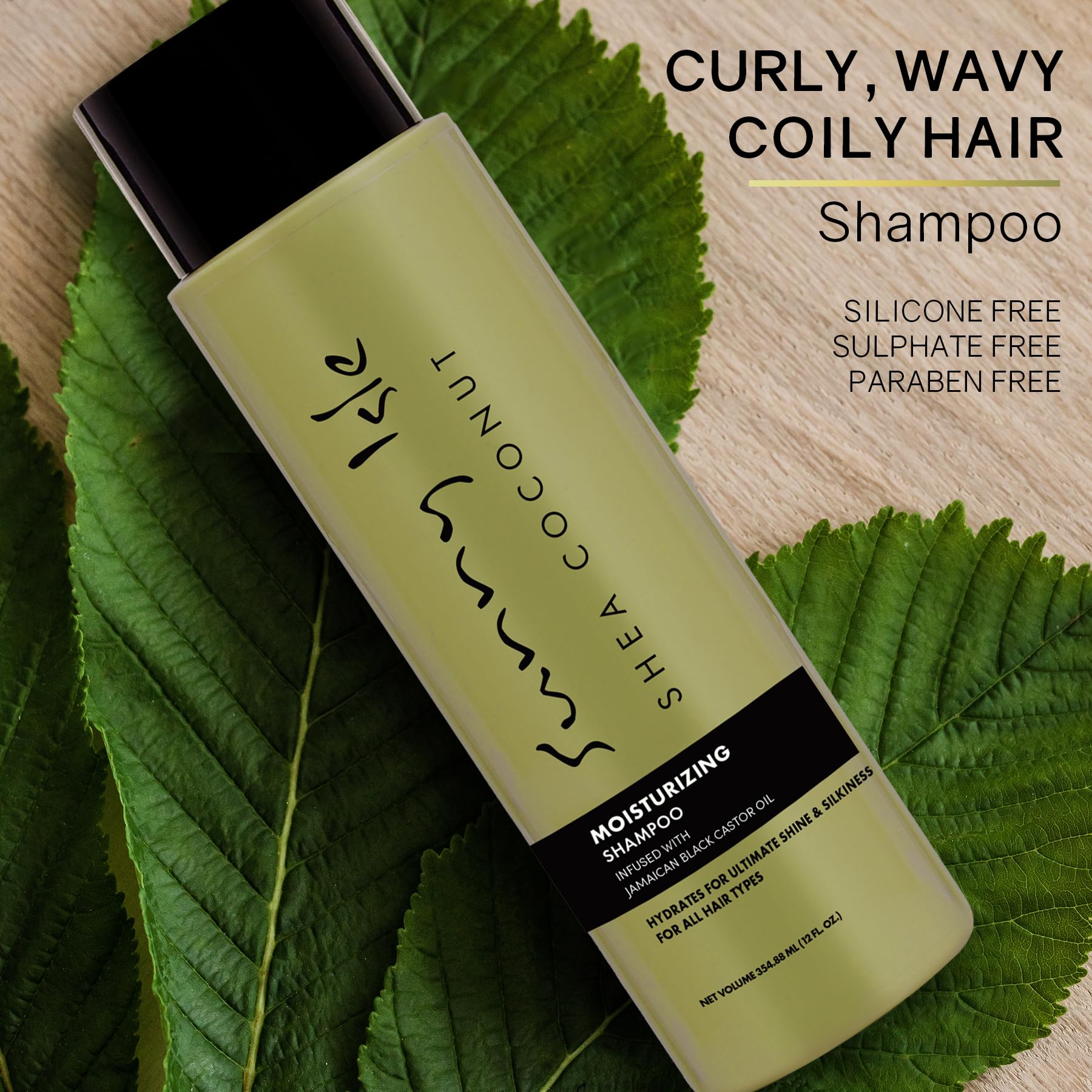 Sunny Isle Shea Coconut Moisturizing Shampoo 12oz | Infused with Jamaican Black Castor Oil | Curly Hair Shampoo | Hydrating for Dry Curls, Waves, Coils | Silicone, Paraben & Sulfate-FREE