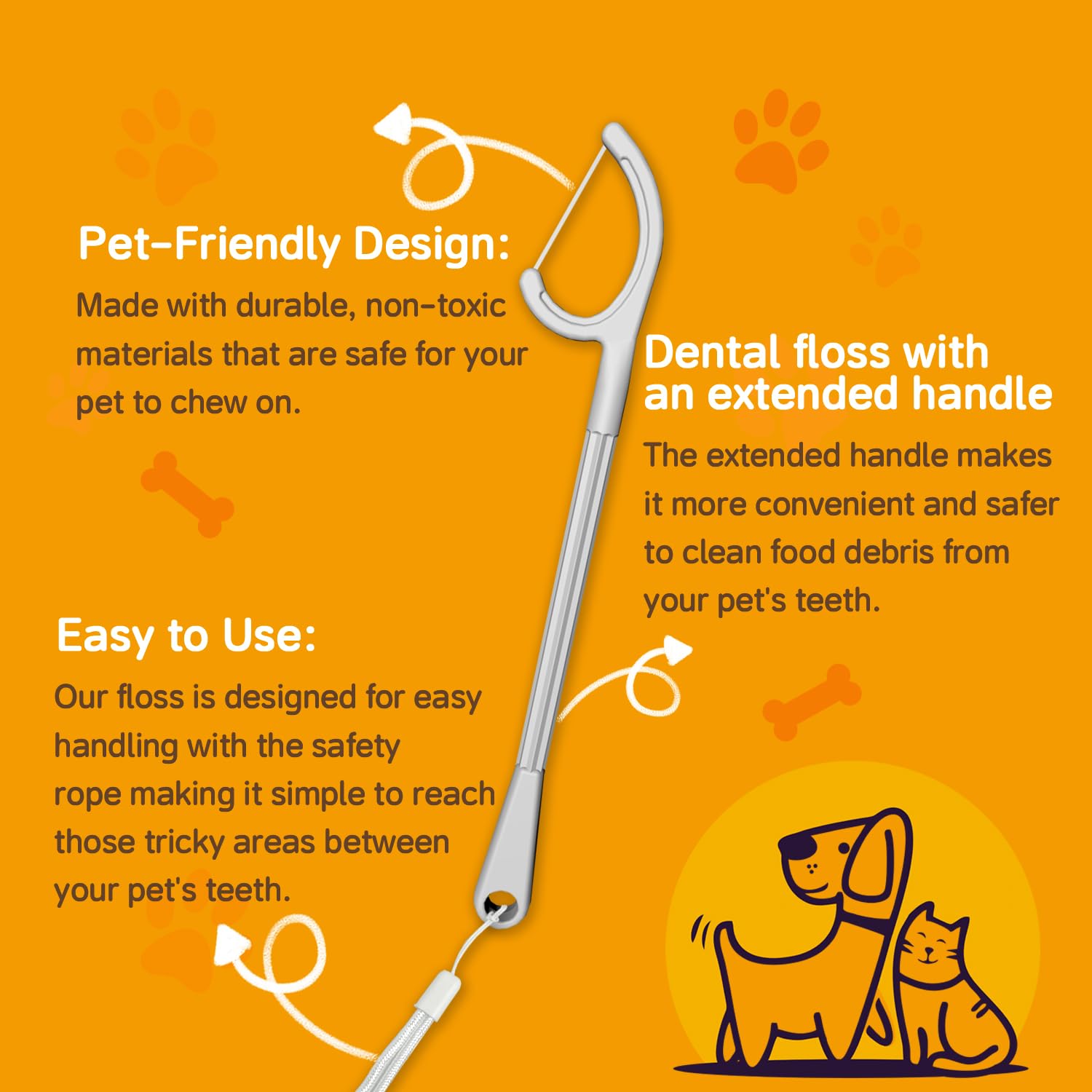 Dr. Emma Dog Tooth Brush Picks Pet Dental Floss for Teeth Cleaning Plaque Remover for Teeth Dental Care for Small to Large Dogs, Cats