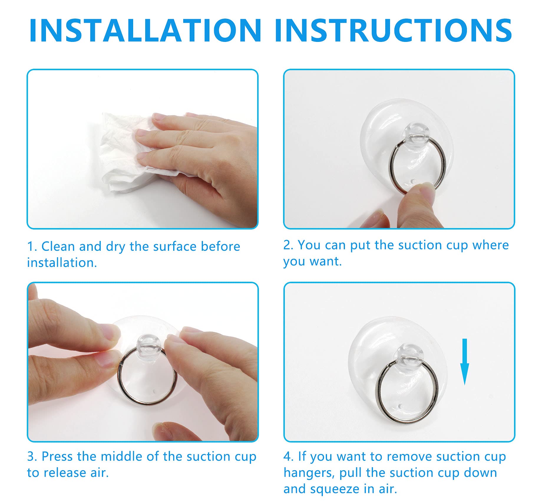 Piutouyar 12Pcs Suction Cup with Ring 1.6"/40mm Clear Key Ring Suction Cups Sucker for Window Kitchen Wall Hook Hanger