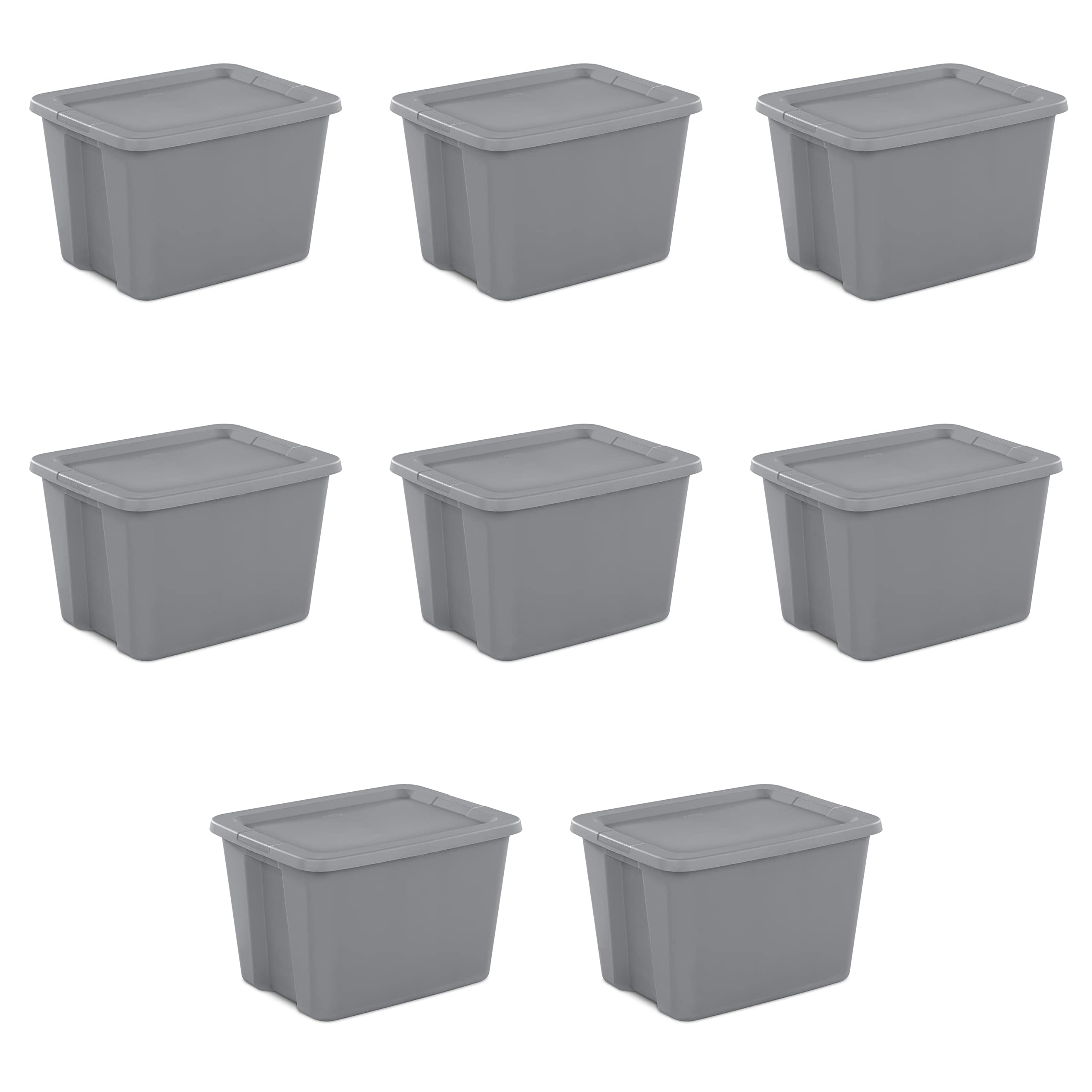 ByuUu 18 Gallon Tote Box Plastic, Gray, Set of 8