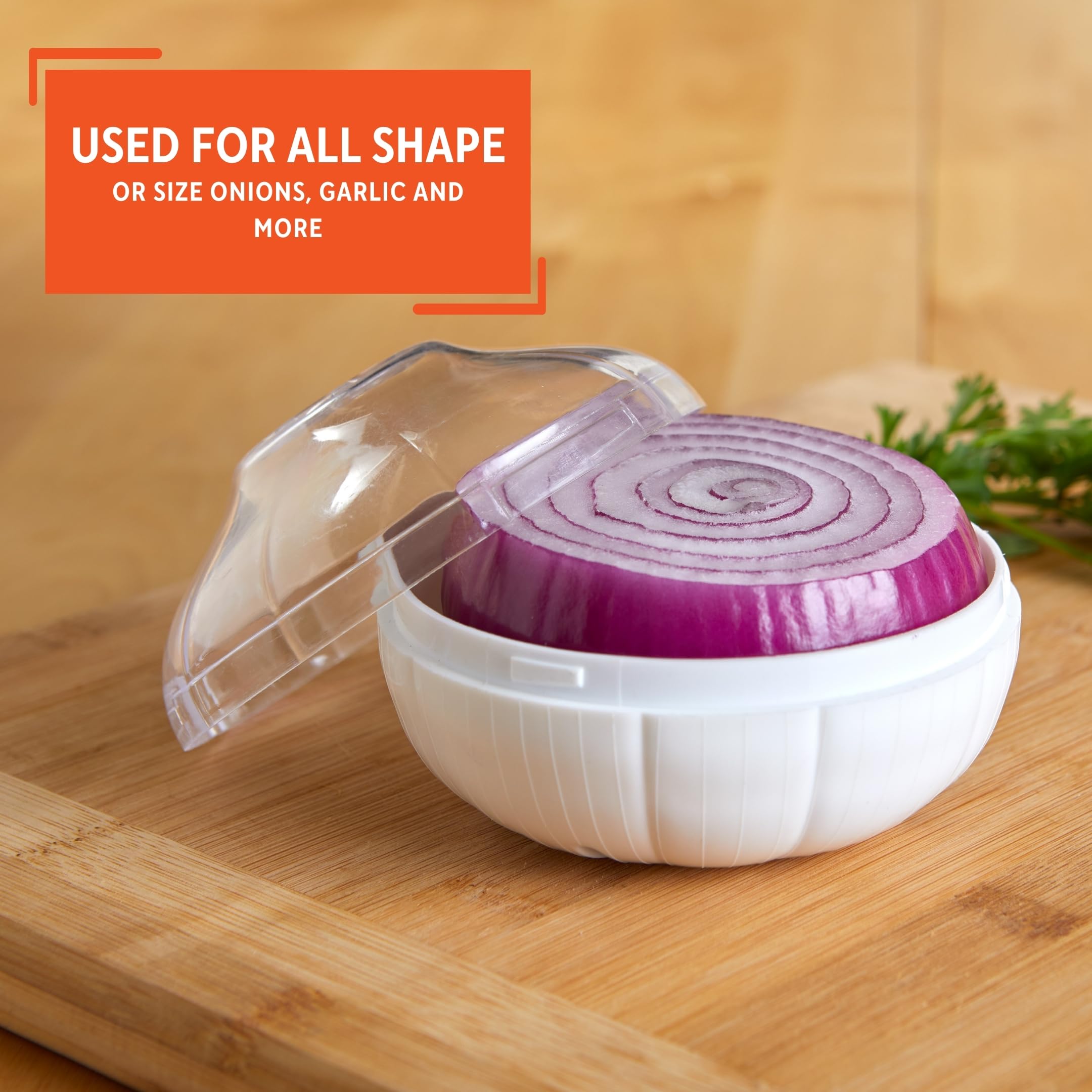IMUSA USA IMU-71206 Onion & Garlic Saver/Container with Clear Cover, 4", White