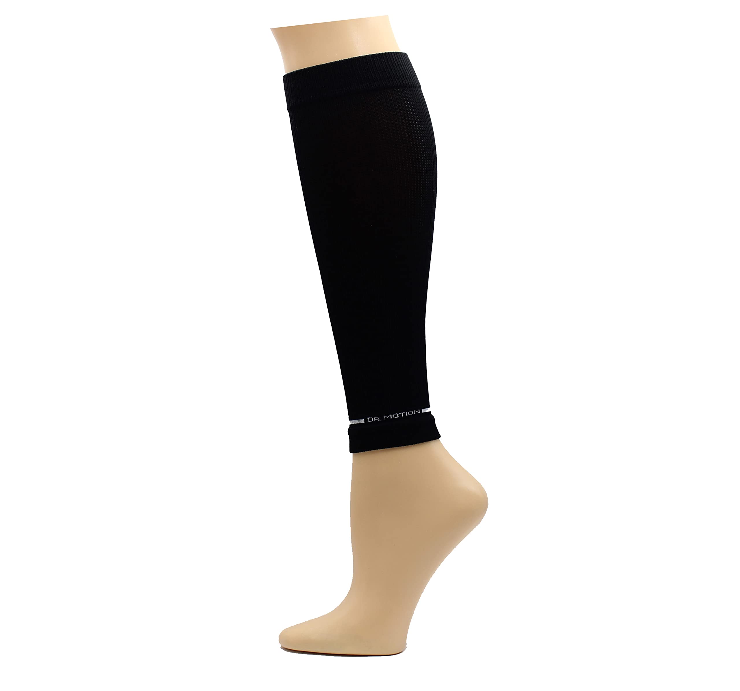 Dr. Motion 4 Pairs Calf Compression Sleeves For Men & Women, Leg Sports Compression Sleeve, Footless Compression Socks (Stripes/Black, S/M)